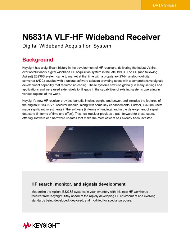 N6831A VLF-HF Wideband Receiver PDF Asset Page | Keysight
